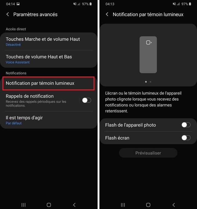 Galaxy F41でFlash通知を有効にする方法 - 世界の顔