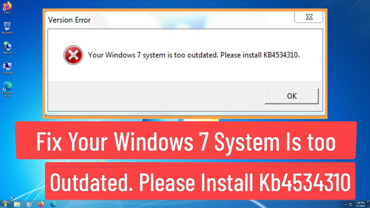 Windows 7 システムを更新します。Roblox エラー Kb4534310。