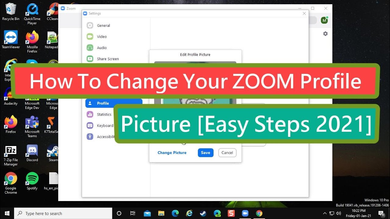 簡単な手順でZOOMプロフィール写真を変更2021