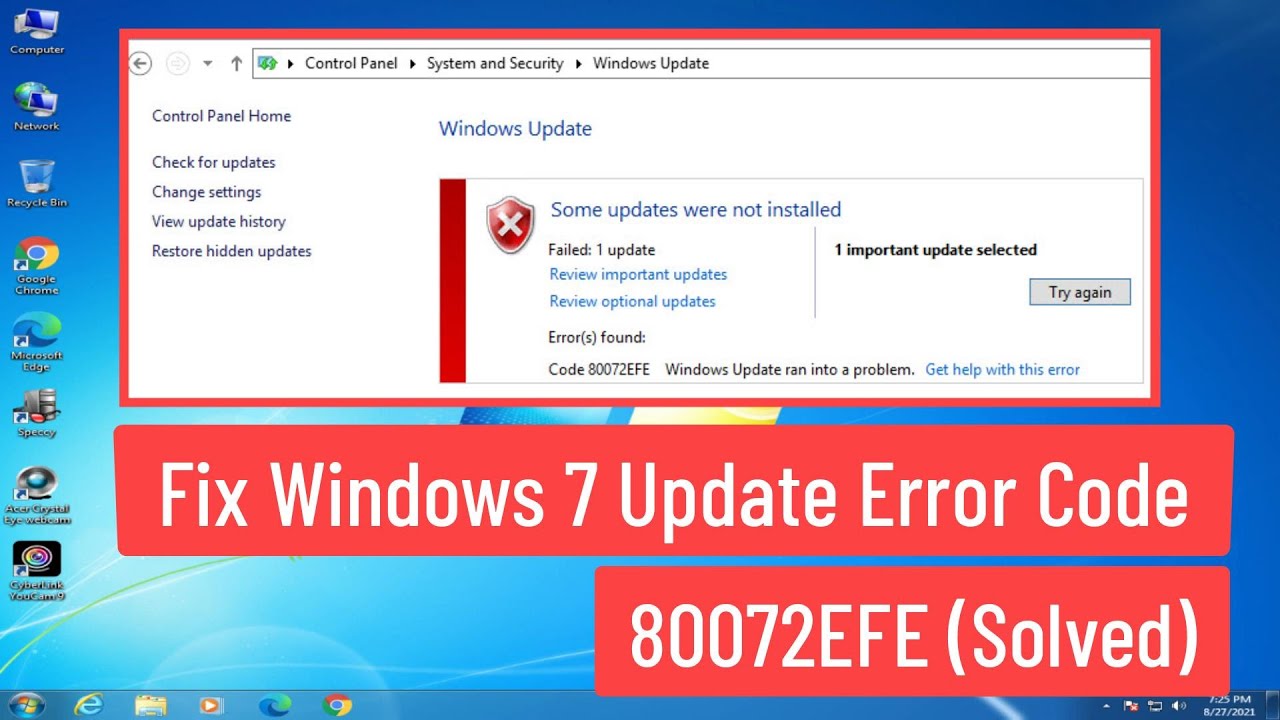 Windows 7 エラー コード 80072EFE の解決策 - 世界の顔