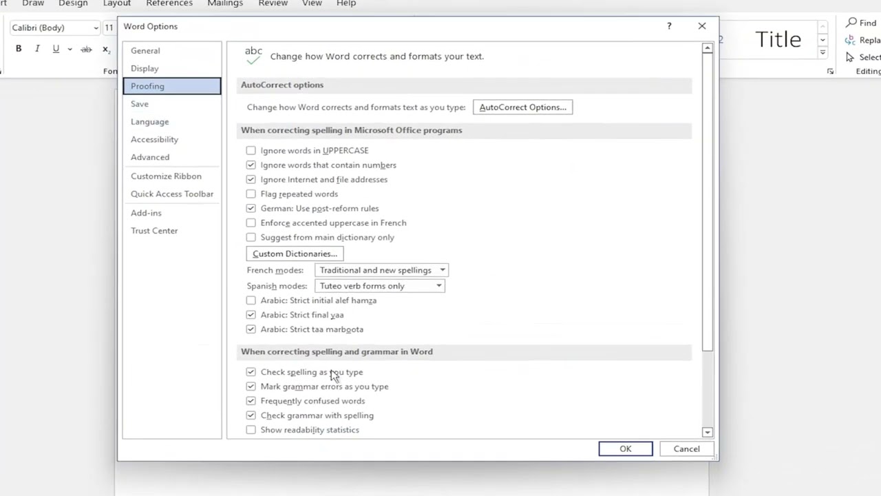 Microsoft Wordでスペルチェックと文法チェックを有効/無効にする方法 - 世界の顔
