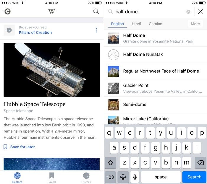 iOS 用 Wikipedia v5 は発見を重視します